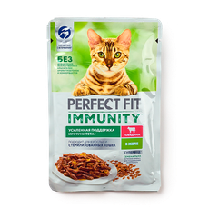 Влажный корм для стерилизованных кошек Perfect Fit Immunity говядина с ...
