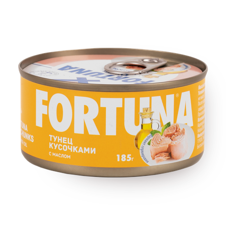 Тунец кусковой Fortuna с маслом 185 г — купить с доставкой из Яндекс Лавки