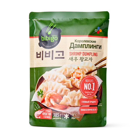 Дамплинги с креветками Королевские Bibigo , 385 г — купить с доставкой из Яндекс Лавки
