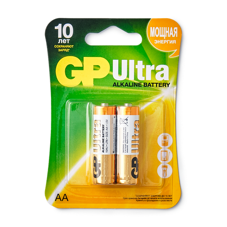 Батарейки GP Ultra Alkaline АА, 2 шт. — купить с доставкой из Яндекс Лавки