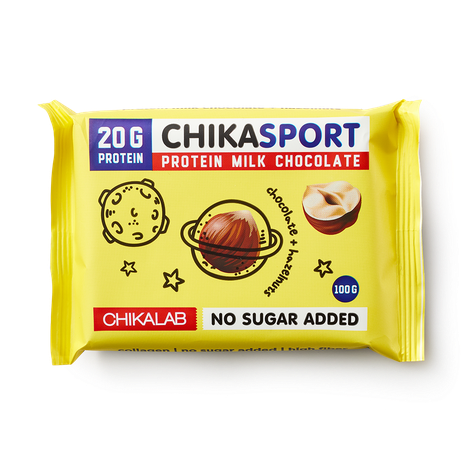 Шоколад протеиновый молочный Chikalab Chikasport с фундуком — купить с ...