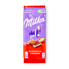 Шоколад молочный Milka клубника со сливками, 85 г — купить с доставкой ...