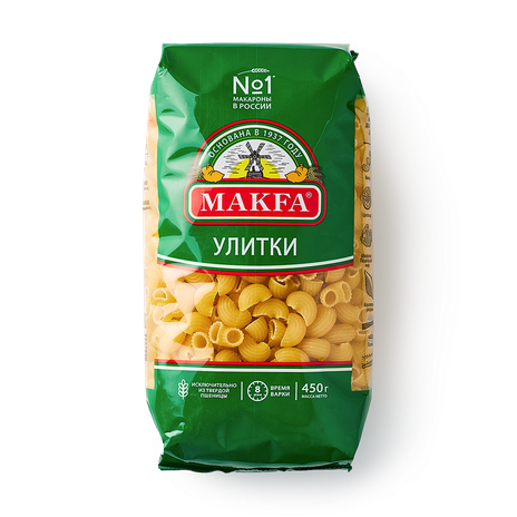 Макароны Улитки Makfa, 450 г — купить с доставкой из Яндекс Лавки