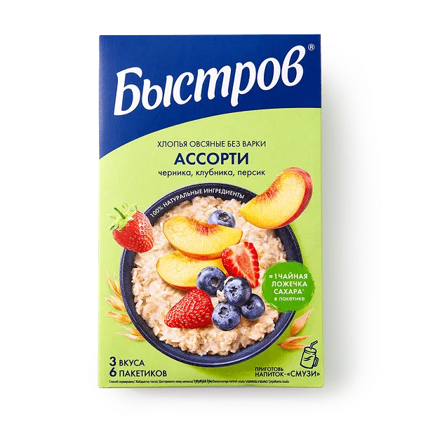 Хлопья овсяные без варки Ассорти для гурманов «Быстров» 6 шт. — купить ...