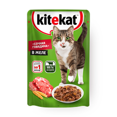 Влажный корм для кошек Kitekat Сочная говядина в желе 85 г — купить с ...