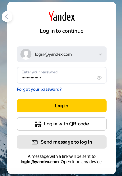 Login via email - Yandex ID. Help